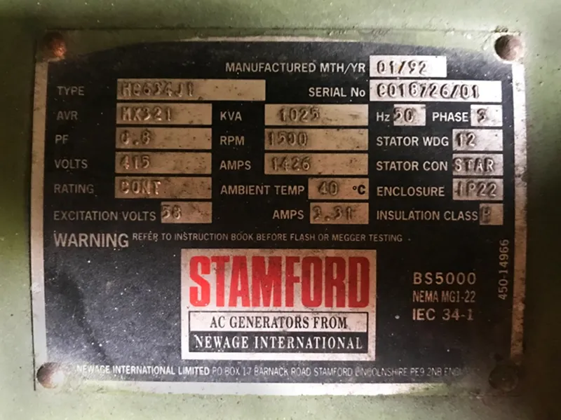 Sold Petbow XL820A 1127kVA Diesel Generator - XP100024 | Stuart Group Ltd