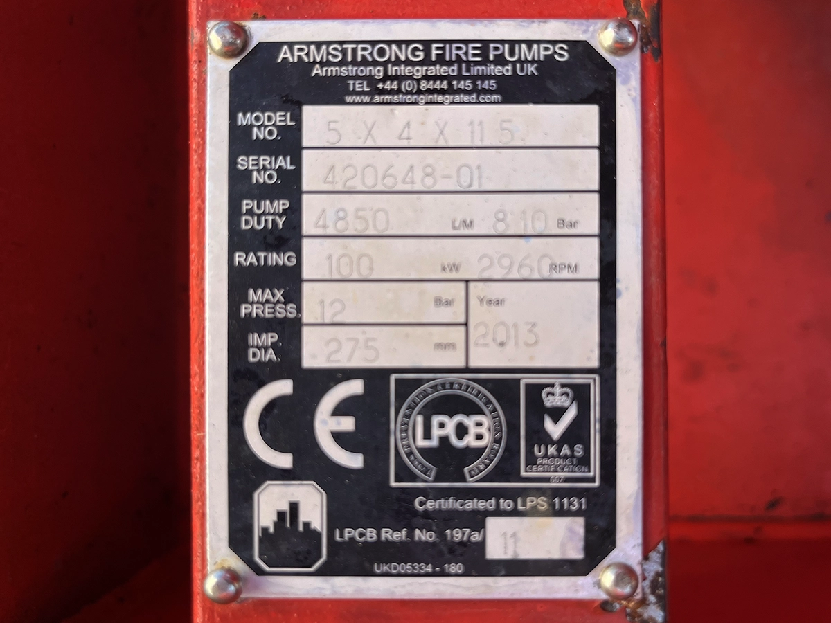 Used Armstrong 5x4x10 Fire Pump for Sale | Stuart Pumps Ltd